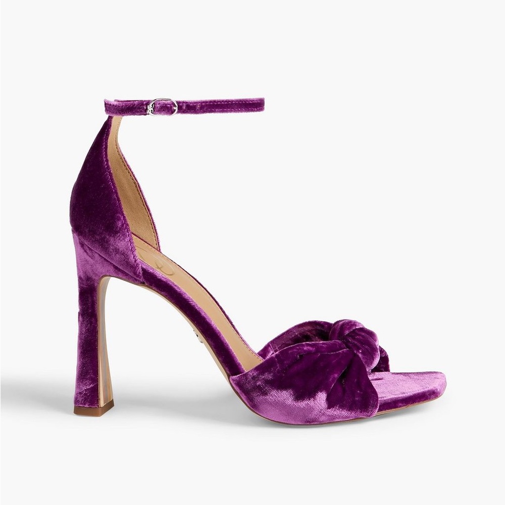 New Sam Edelman Lucia Knotted Velvet Putple Sandal He… - Gem